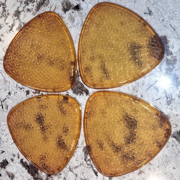 Anchor Hocking | Dining | Amber Triangle Snack Plates By Lancaster ...